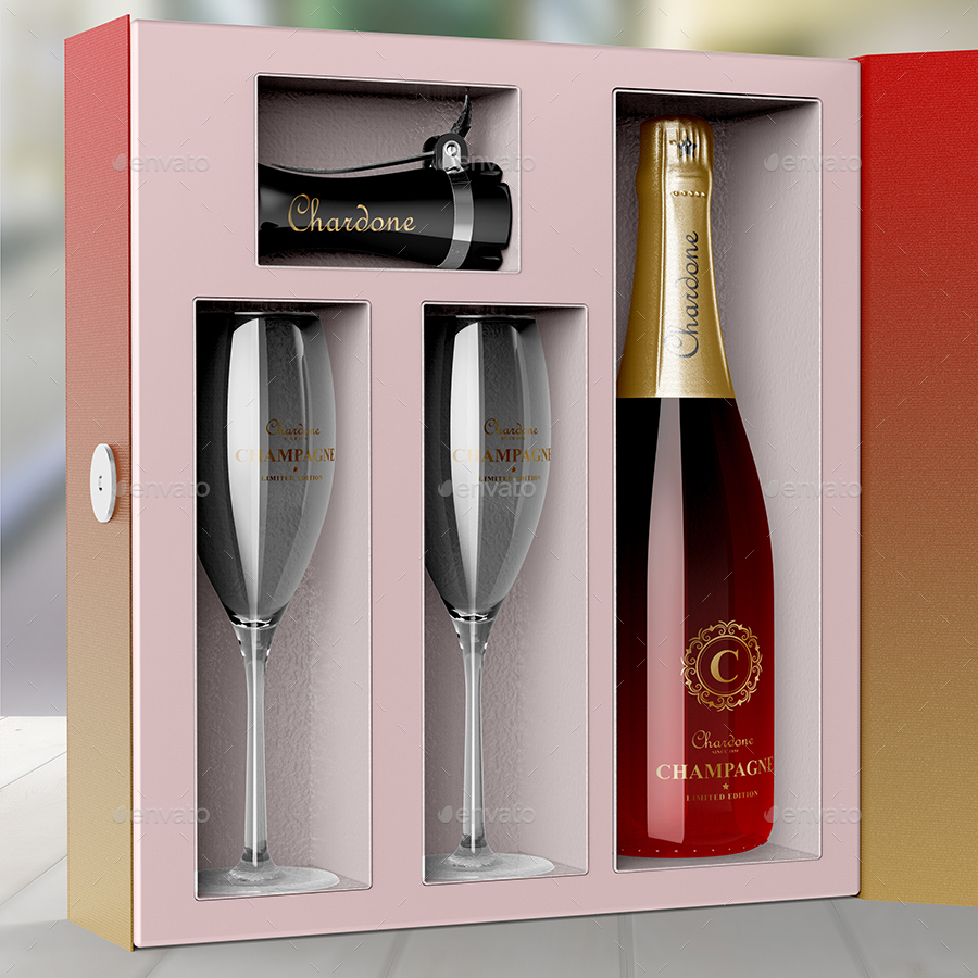 Champagne Box Packaging Mockup, Graphics | GraphicRiver