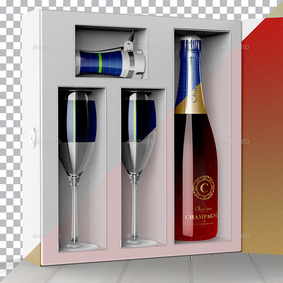 Champagne Box Packaging Mockup, Graphics | GraphicRiver