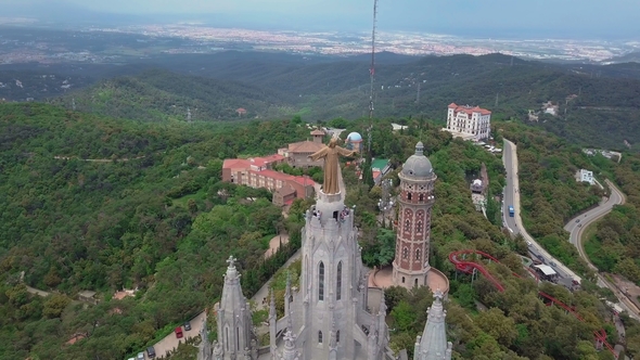 A Magical View on Top of Mount Tibidabo and the Church That Stands on ...