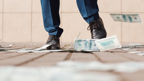 of Legs Businessman Dancing and Throwing Money. . Successful Business ...