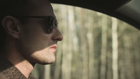 Man Driving Car on the Road Serious Success Face, Stock Footage | VideoHive