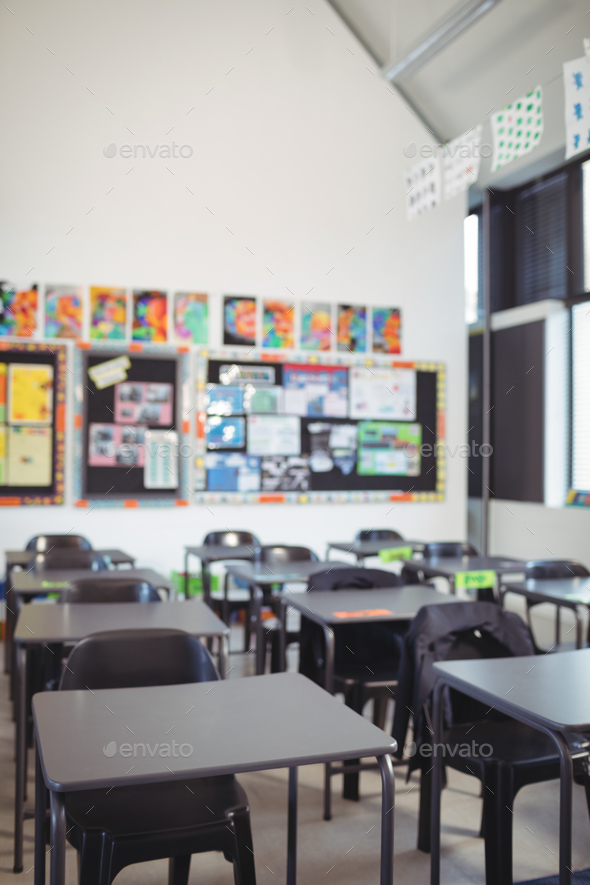 Empty benches in classroom Stock Photo by Wavebreakmedia | PhotoDune