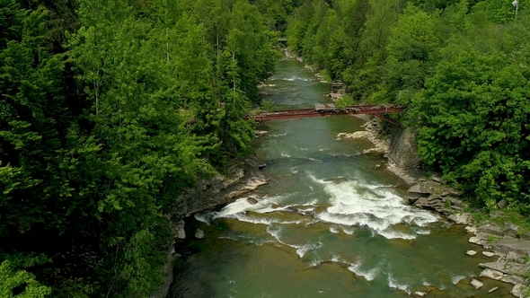 Aerial View of Mountain River in Summer., Stock Footage | VideoHive