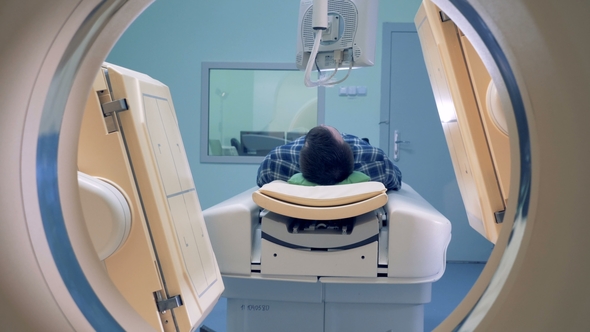 Tomographic Scanning Platforms. MRI Scanner, Tomograph with Patient ...