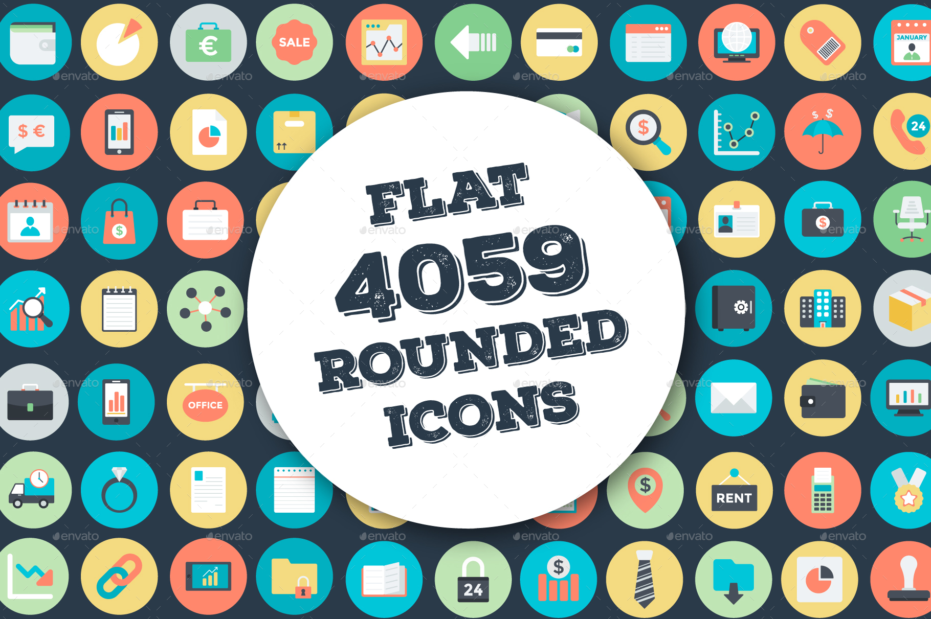 4059 Flat Rounded Vector Icons, Icons | GraphicRiver