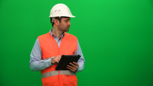 Engineer or Architecture Making Presentation with Tablet on Digital ...