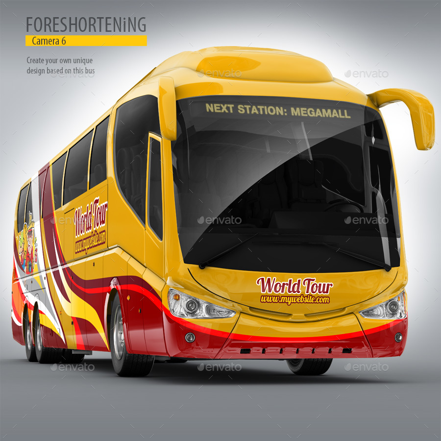Tourist Bus, Passenger Coach Mock-Up, Graphics | GraphicRiver