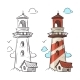 Hand Drawn Lighthouse Vector, Vectors | GraphicRiver