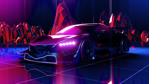 80s Style 3D Retro Car, Motion Graphics | VideoHive