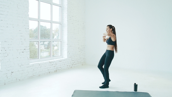 Cute Girl Doing Exercises, Stock Footage | VideoHive