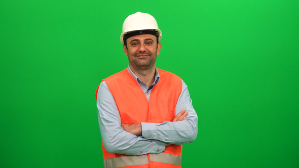 Architect Smiling on Green Screen, Stock Footage | VideoHive