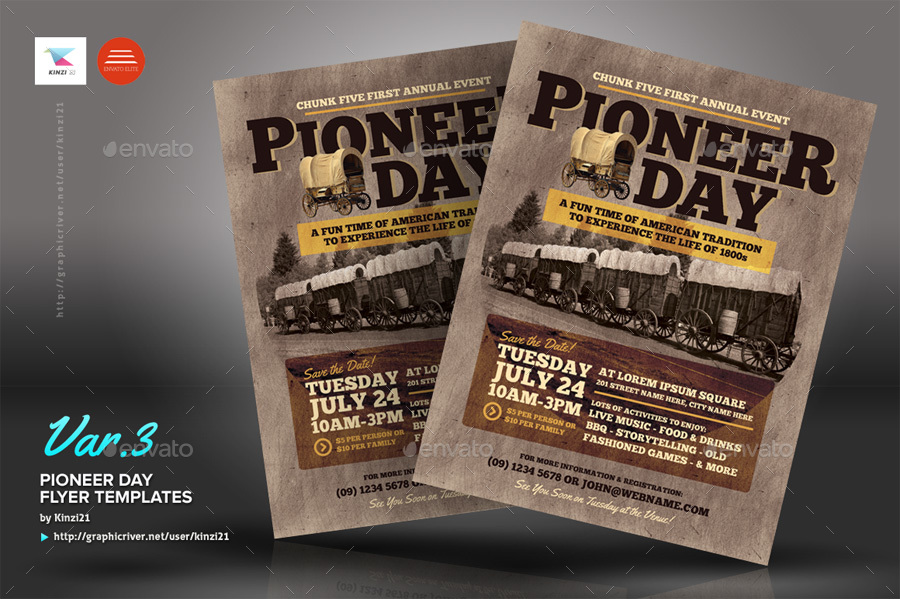 Pioneer Day Flyer Templates, Print Templates | GraphicRiver
