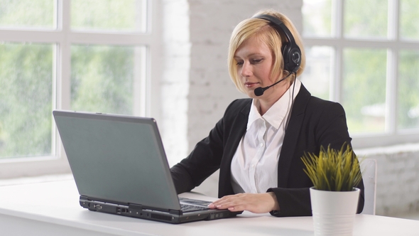 Working Place of Call Center Operator, Stock Footage | VideoHive