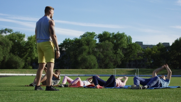Family Working Out Together on Stadium, Stock Footage | VideoHive
