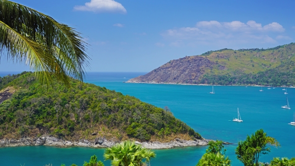 Ocean with Boats and Coastline, Phuket,, Stock Footage | VideoHive