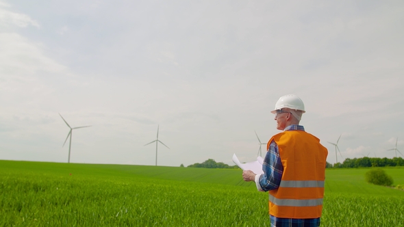 Engineer Doing Windmill Inspection, Stock Footage | VideoHive
