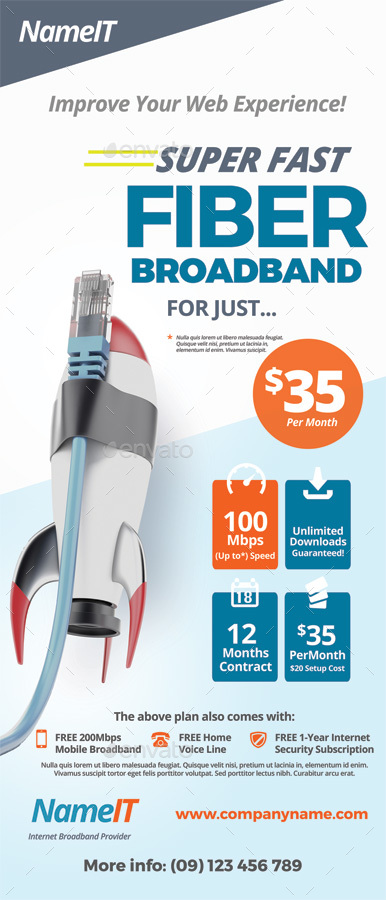 Internet Broadband Promotion Roll-up Banner Templates, Print Templates