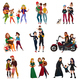Subcultures Families Cartoon Set, Vectors | GraphicRiver