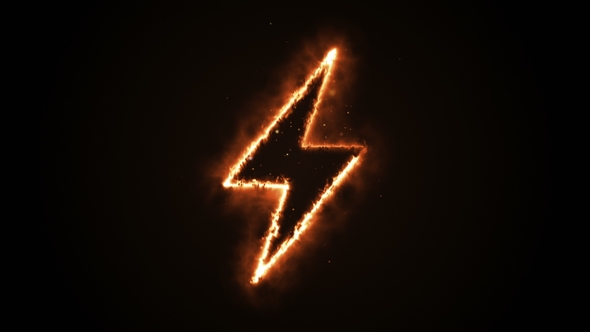 Burning Lightning Shape on Black Background, Motion Graphics | VideoHive