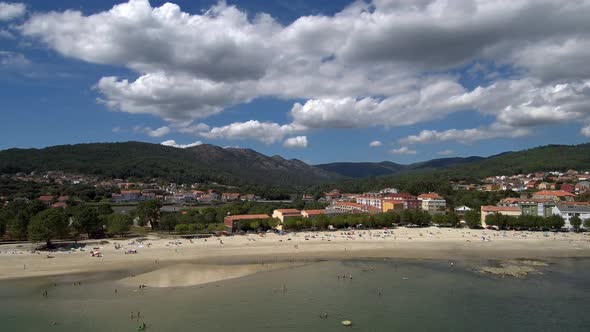 Aerial View Of Praia de Parameán At Esteiro. Dolly Right, Stock Footage
