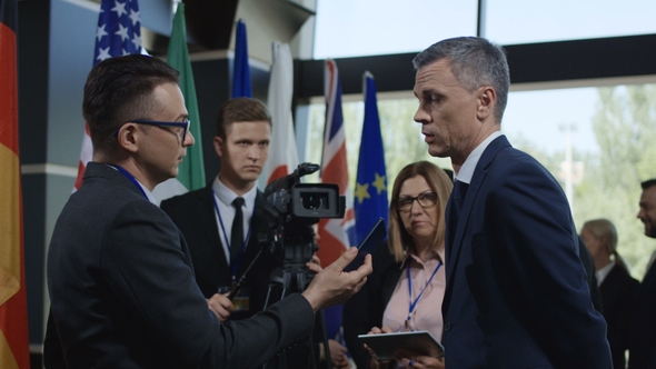 Journalist Taking Interview From Politician, Stock Footage | VideoHive