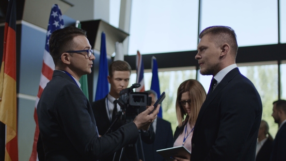 Journalist Taking Interview From Politician, Stock Footage | VideoHive
