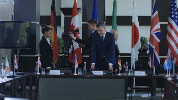 Officials Preparing for International Summit, Stock Footage | VideoHive