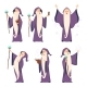 Cartoon Wizard Character in Various Poses, Vectors | GraphicRiver