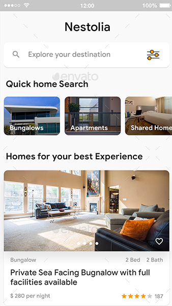 Destination Home Finder App UI Kit| Rental Property App UI Kit| Resort ...