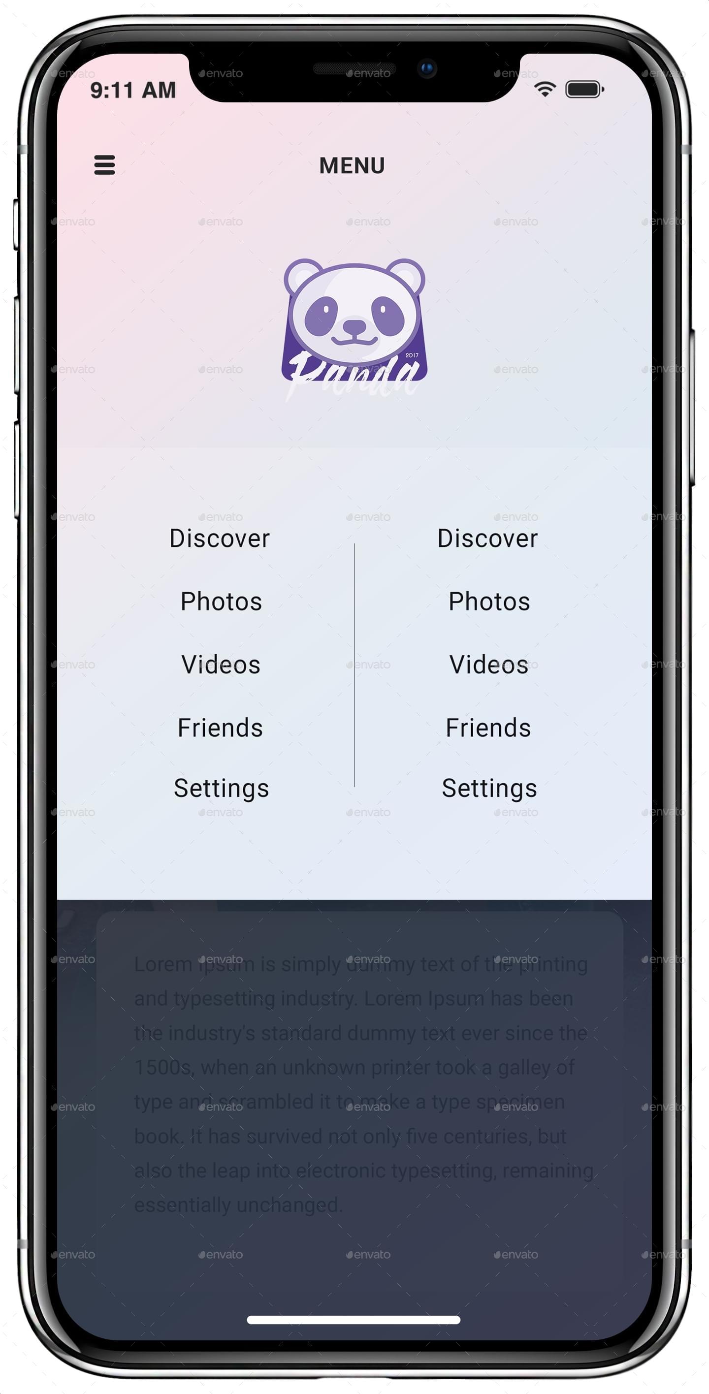 Panda Mobile UI Kit by sgeorge699 | GraphicRiver