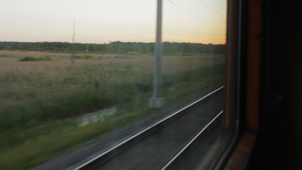 View From the Train Window on the Rails, Stock Footage | VideoHive