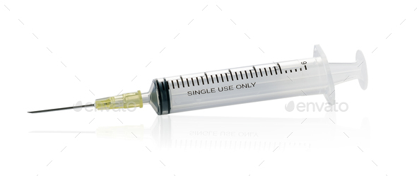 empty syringe for injection isolated on white background Stock Photo by ...