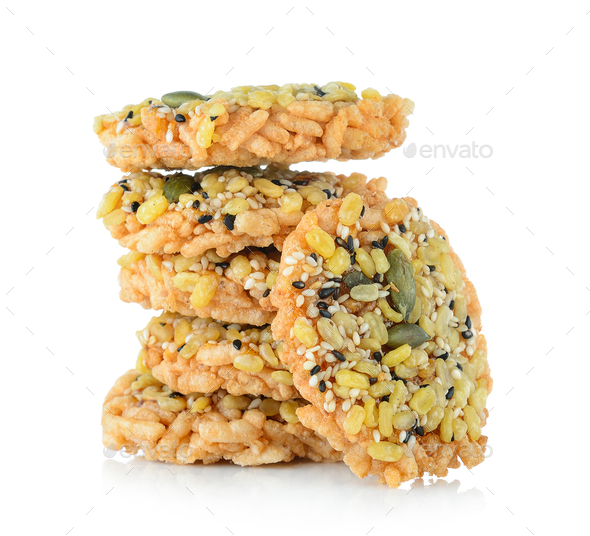 Thai Sweet Crispy Rice Cracker with Cane Sugar Stock Photo by sommai