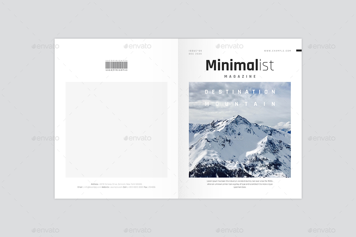 InDesign Minimalist Magazine Layout, Print Templates | GraphicRiver