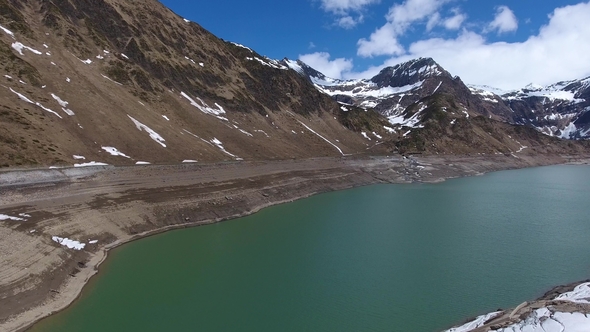 Aerial View on Ritom Lake in Switzerland Alps, Stock Footage | VideoHive
