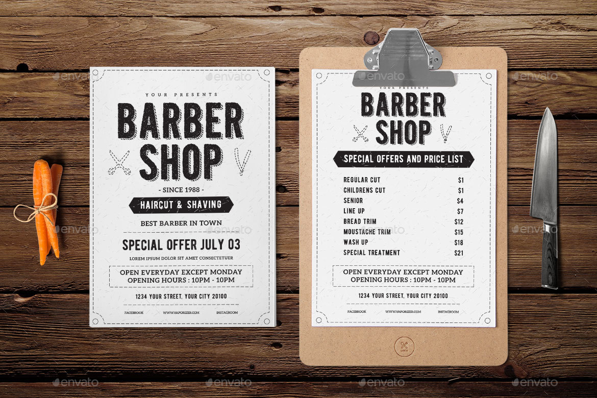 Vintage Barber Shop Flyer Menu, Print Templates | GraphicRiver