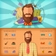 Hipster Man Banner Set Horizontal, Vectors | GraphicRiver