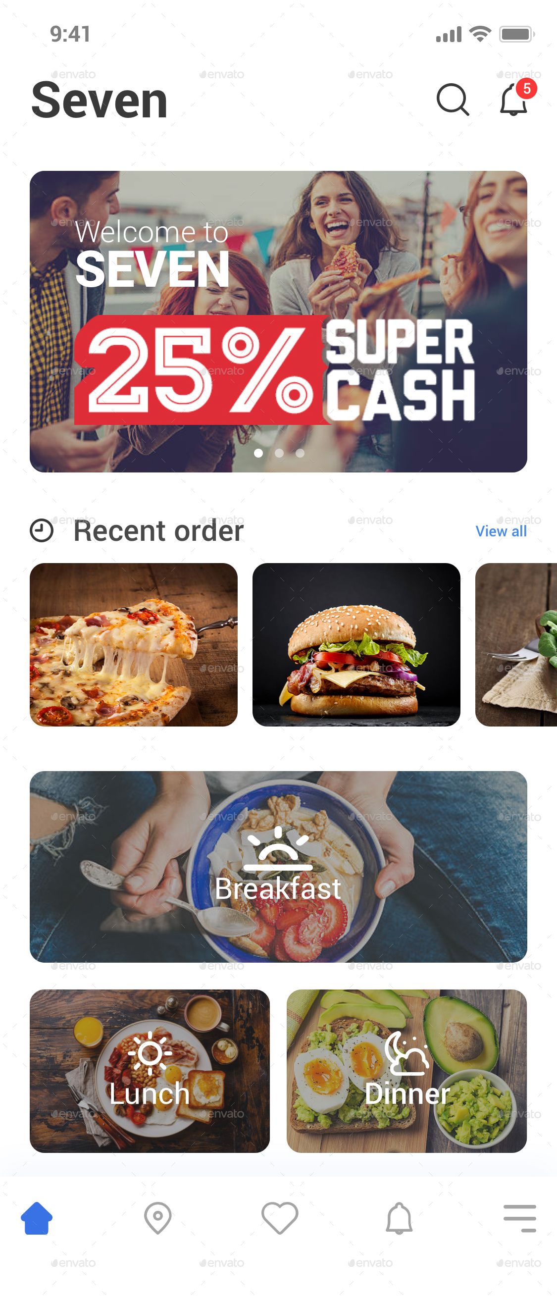 Seven Restaurant Mobile App UI Kit, Web Elements | GraphicRiver