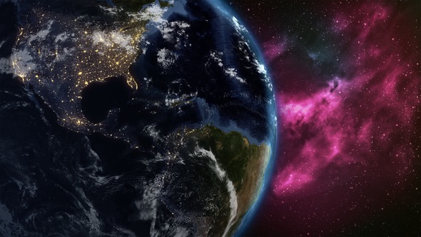 Earth Rotation with the Sun 360 Degrees Night and Day, Motion Graphics