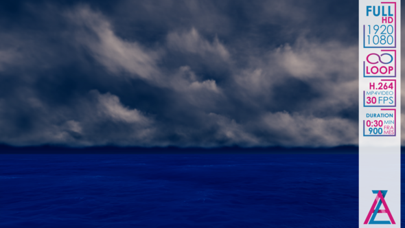 Dark Gray Lightning Sky with Cumulus Clouds over the Blue Ocean, Motion ...