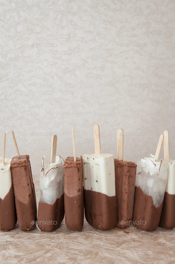 Chocolate ice cream popsicles Stock Photo by BarbaraNeveu | PhotoDune