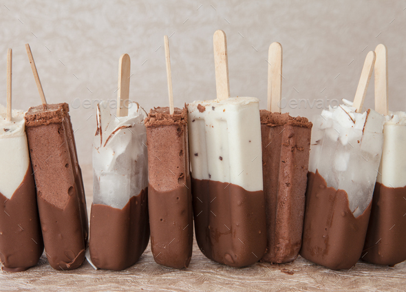 Chocolate ice cream popsicles Stock Photo by BarbaraNeveu | PhotoDune
