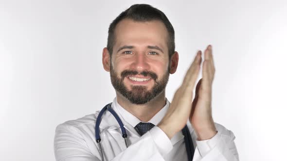Portrait of Applauding Old Doctor, Clapping, Stock Footage | VideoHive