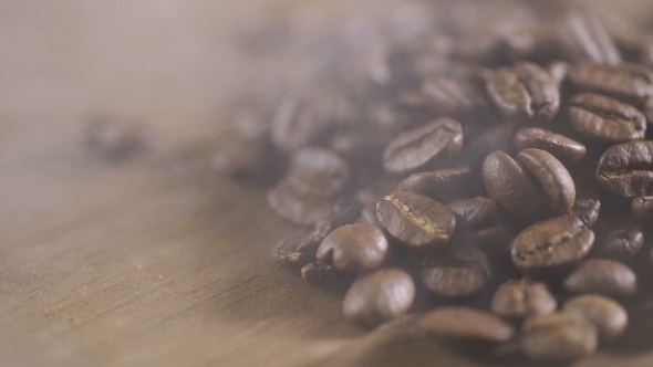 Fried Coffee Beans, Delicious Aroma, Covered with Smoke, Roasted Grain ...