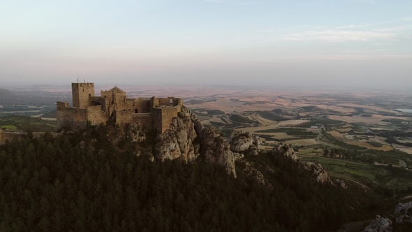Ancient Medieval Loarre Castle in Huesca Aragon Spain, Stock Footage
