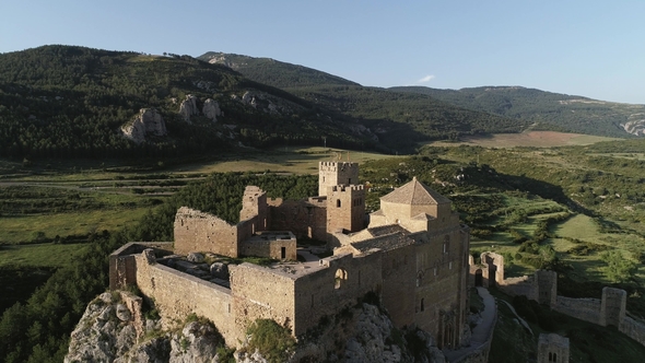 Ancient Medieval Loarre Castle in Huesca Aragon Spain, Stock Footage