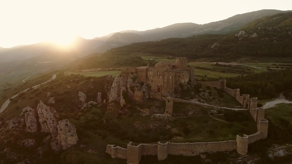Ancient Medieval Loarre Castle in Huesca Aragon Spain, Stock Footage
