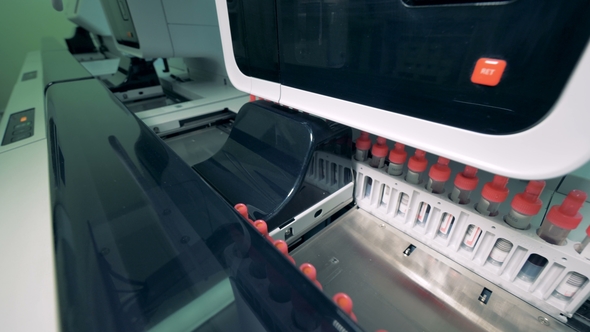 Many Blood Samples Are Checked in a Special Medical Automated Machine ...
