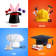Different Professions Hats Design Concept, Vectors | GraphicRiver