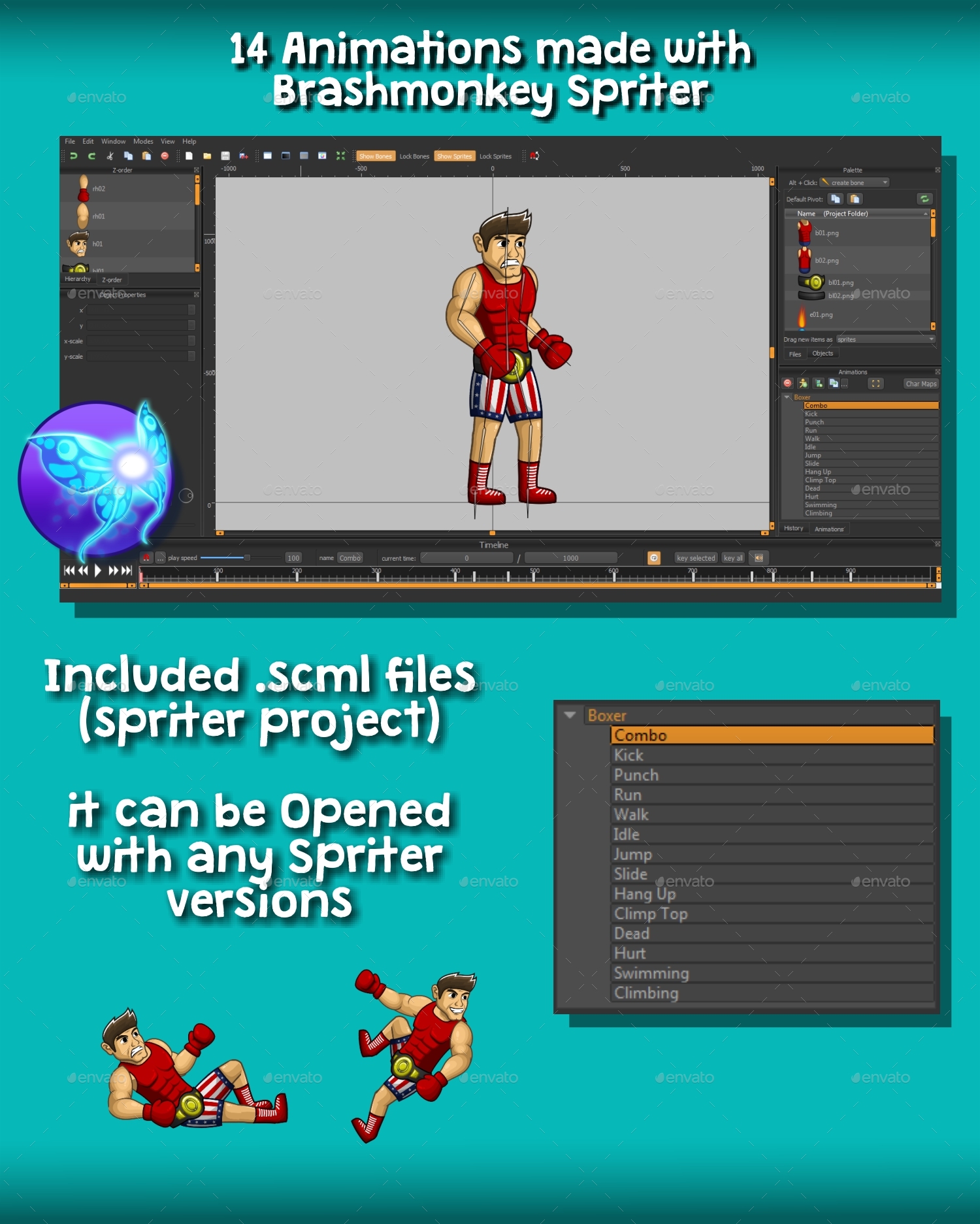 American Boxer 2D Game Character Sprite, Game Assets | GraphicRiver